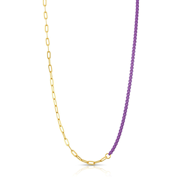 HALF & HALF ENAMEL PAPERCLIP NECKLACE, PURPLE – JEN HANSEN