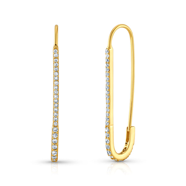 LONG CZ PAPERCLIP EARRINGS, GOLD – JEN HANSEN