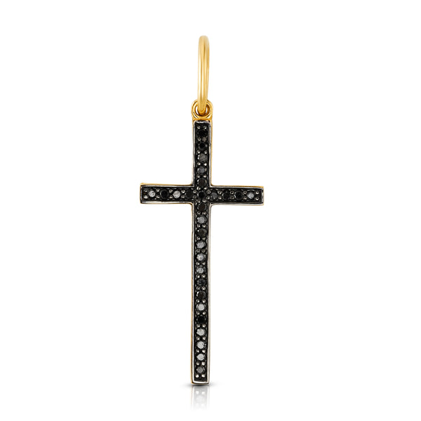LONG BLACK DIAMOND CROSS, 14KT GOLD – JEN HANSEN